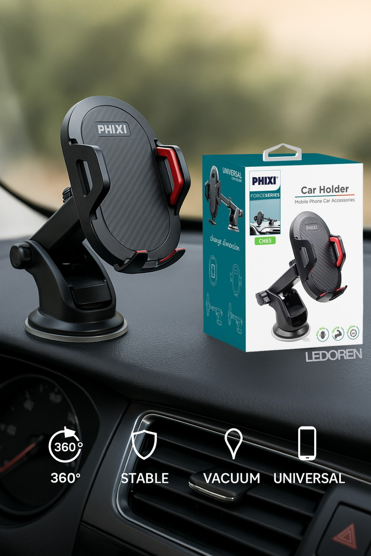 L'eDoren Force CH65 Kavramalı 360° Tripot Araç Tutucu - Fiyatı, Yorumları