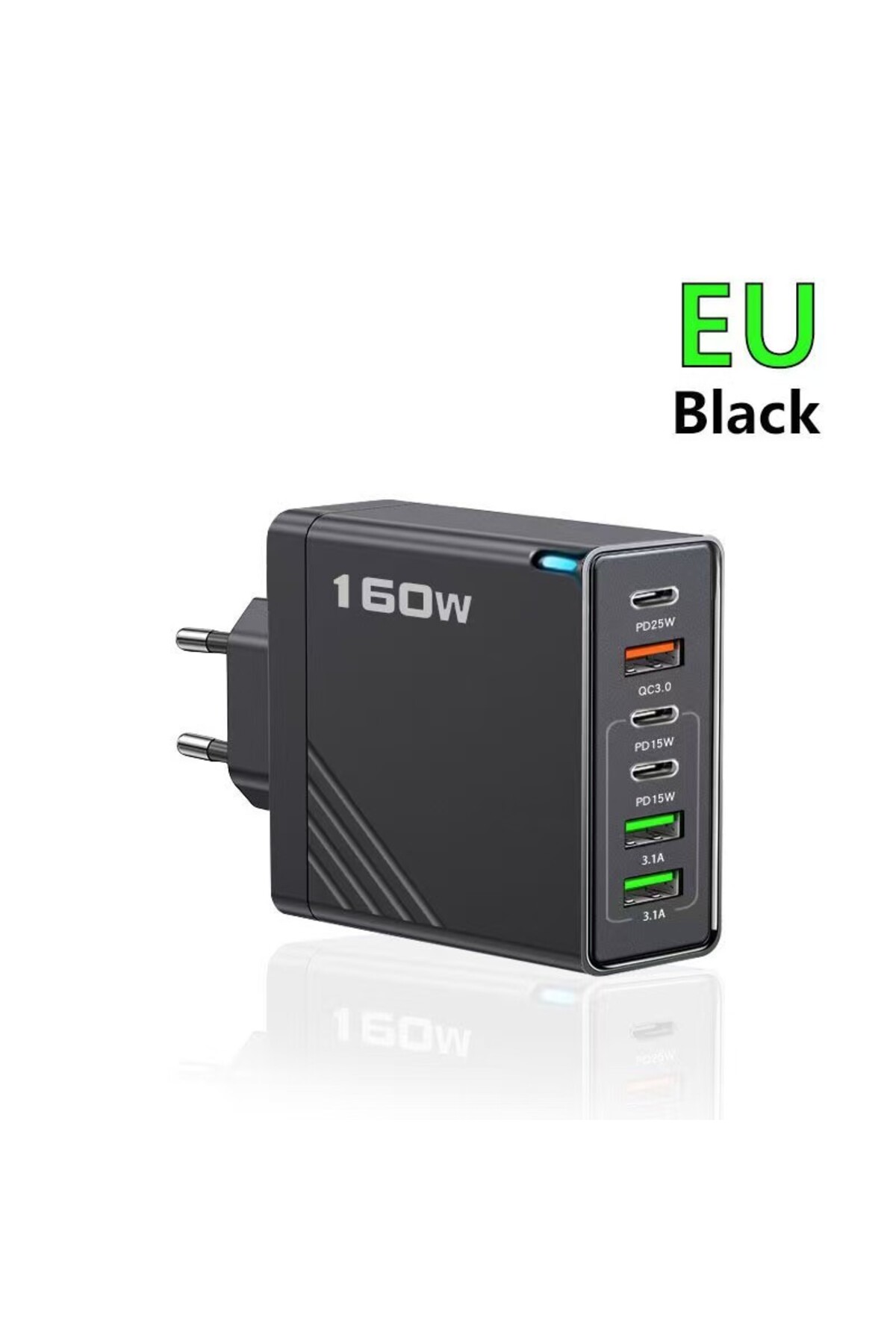 Choice EU BLACK 160W 6 Ports Fast Charger USB Type C Quick Mobile Phone ...