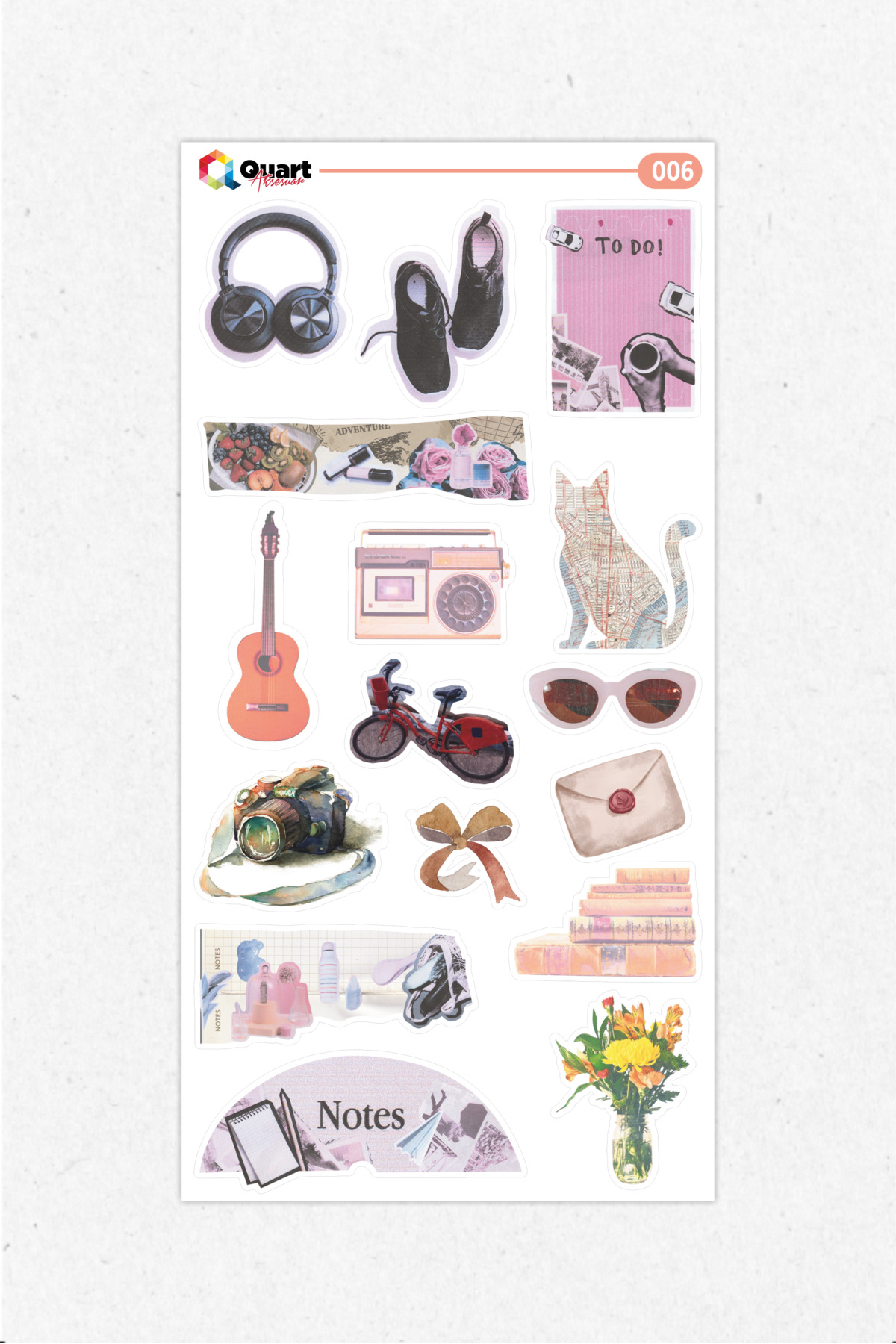 Quart Aksesuar Retro Temalı Etiket Sticker Seti 006 Planner Sticker ...
