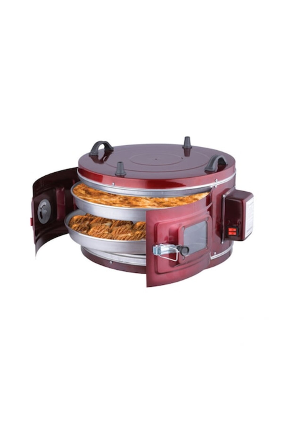 HARLEM Cuptor electric rotund Rustic, Doua tavi, 1300W, 36L, Visiniu ...