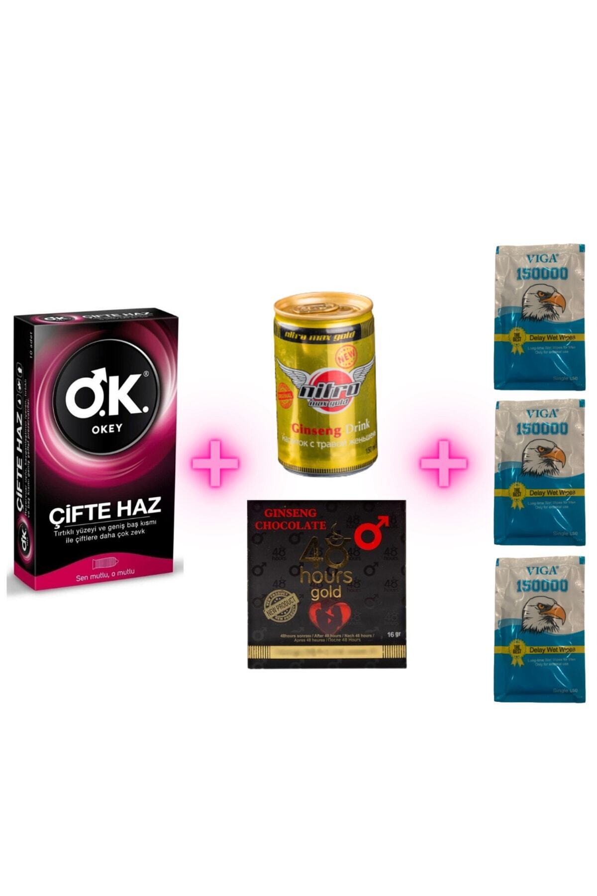 Okey Çifte Haz 10'lu + 48 Hours Çikolata + Nitro Içecek + Ginseng ...