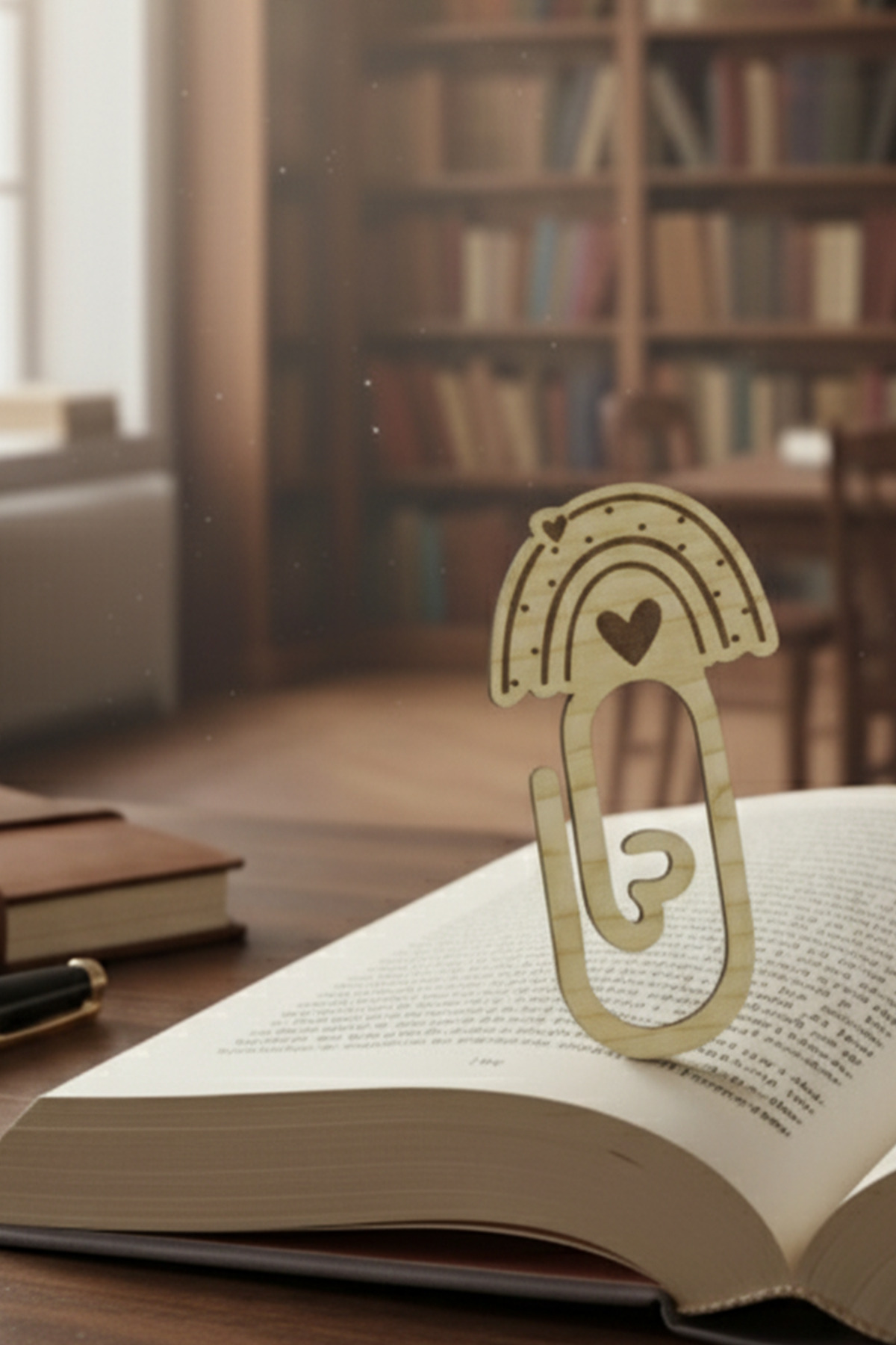 AHWALL Rainbow and Heart Themed Wooden Bookmark Premium Series- Trendyol