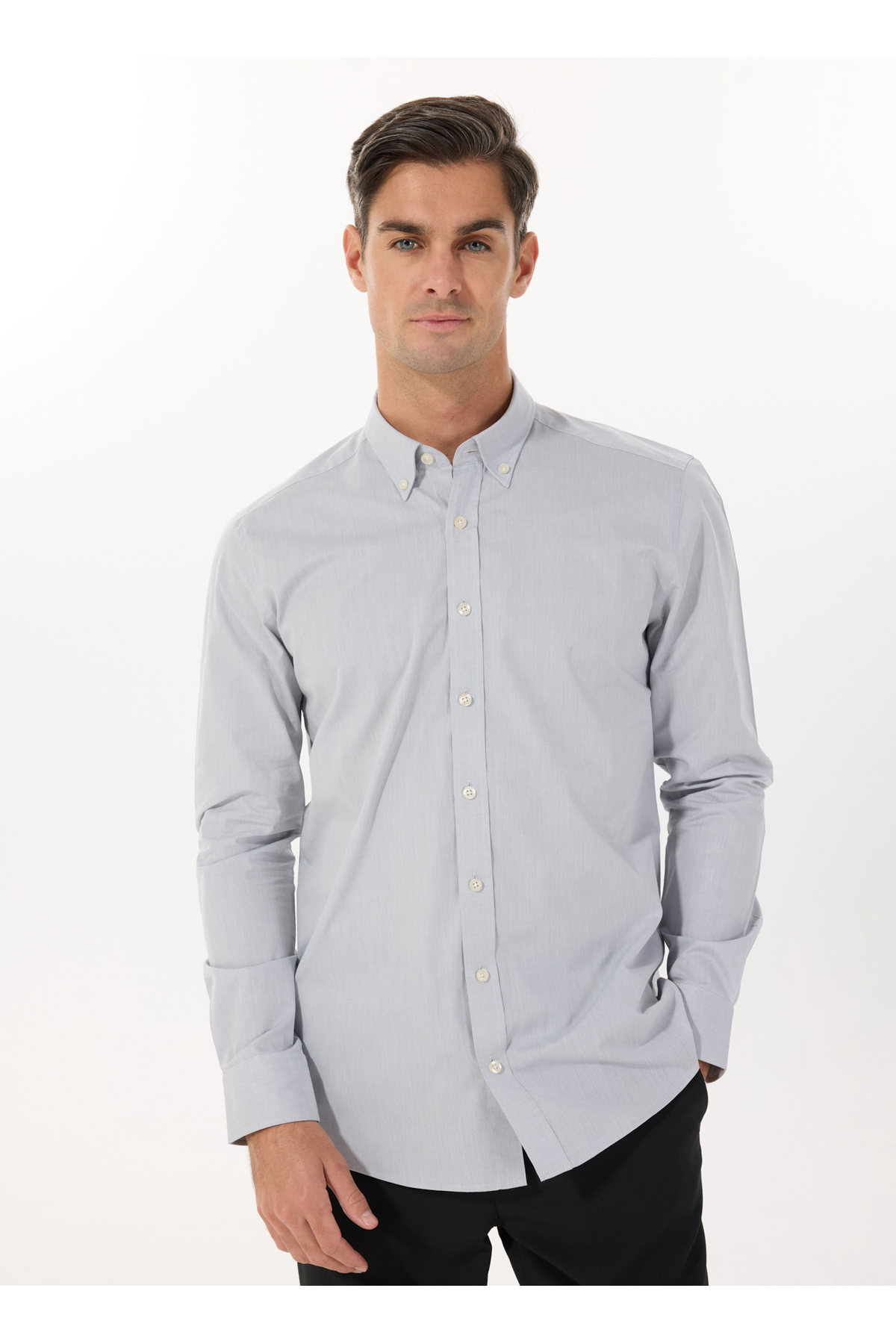 Altınyıldız Classics Altınyıldız Classics Slim Fit Düğmeli Yaka Gri ...