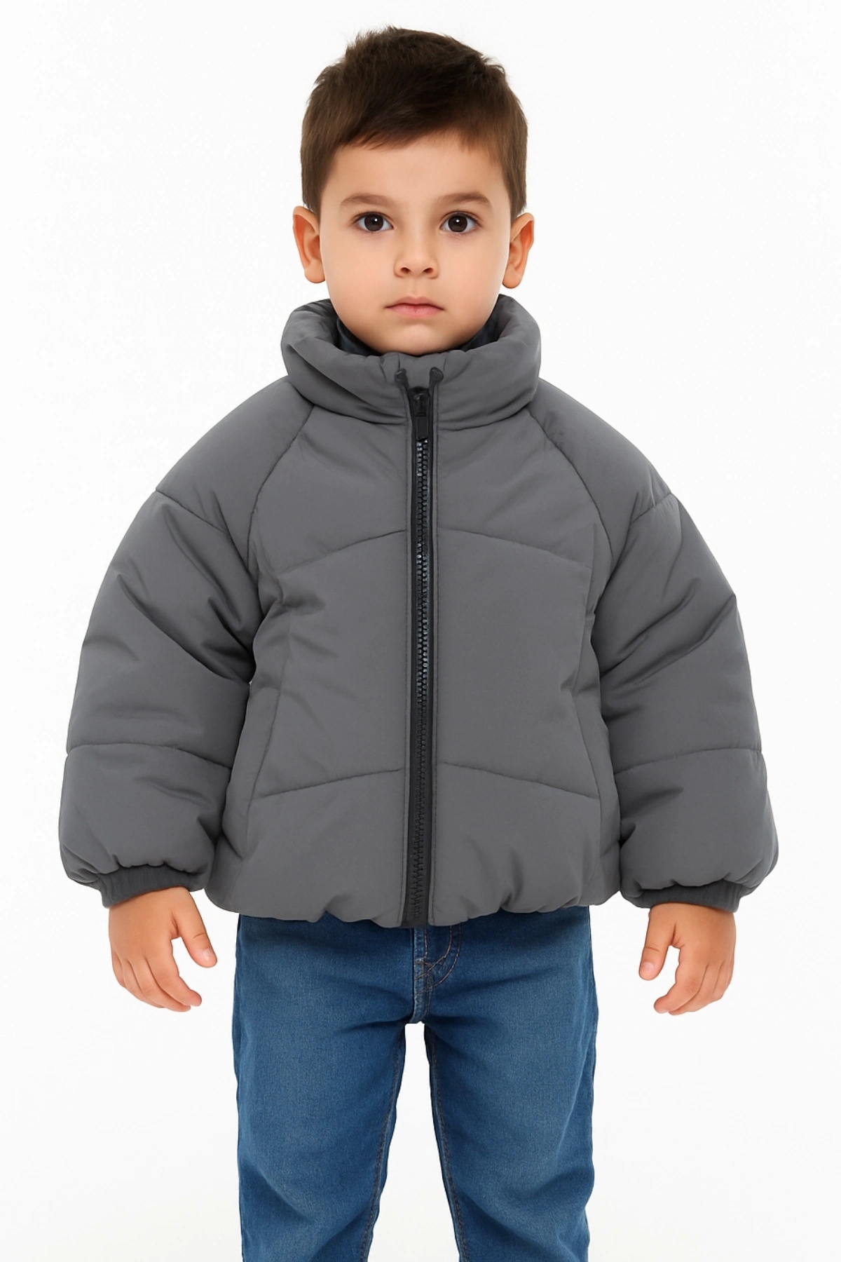 Kidmark Çocuk Modası Çocuk Unisex Fermuarlı Dik Yaka Şişme Mont ...
