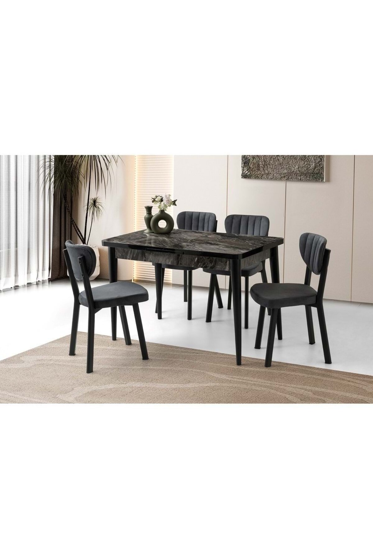 Yuvaset Home Mobilgen Siyah Mermer Esinti Sandalye 120+30 Milano ...