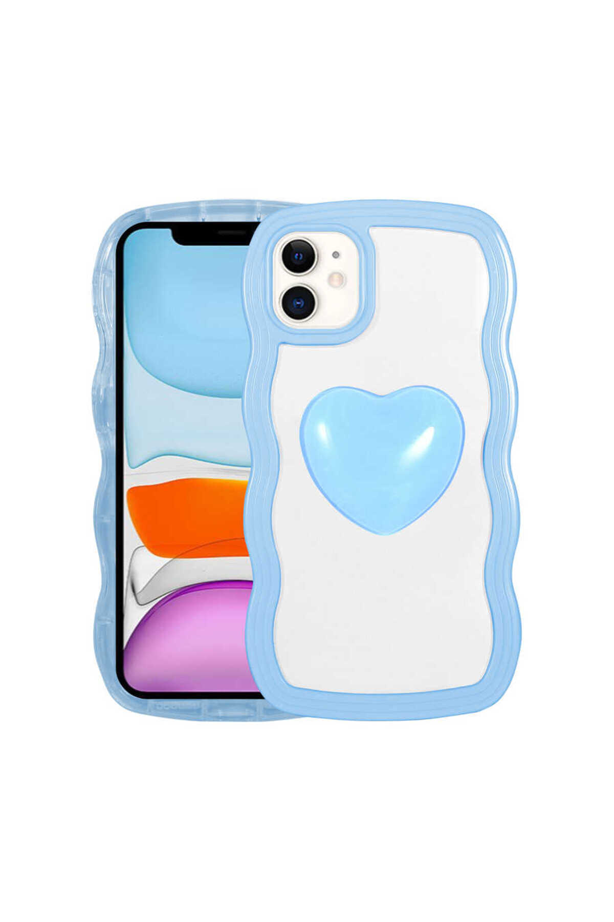 Genel Markalar iPhone 11 Uyumlu Renkli Kalp Figürlü OMSY Ponçik Kılıf ...