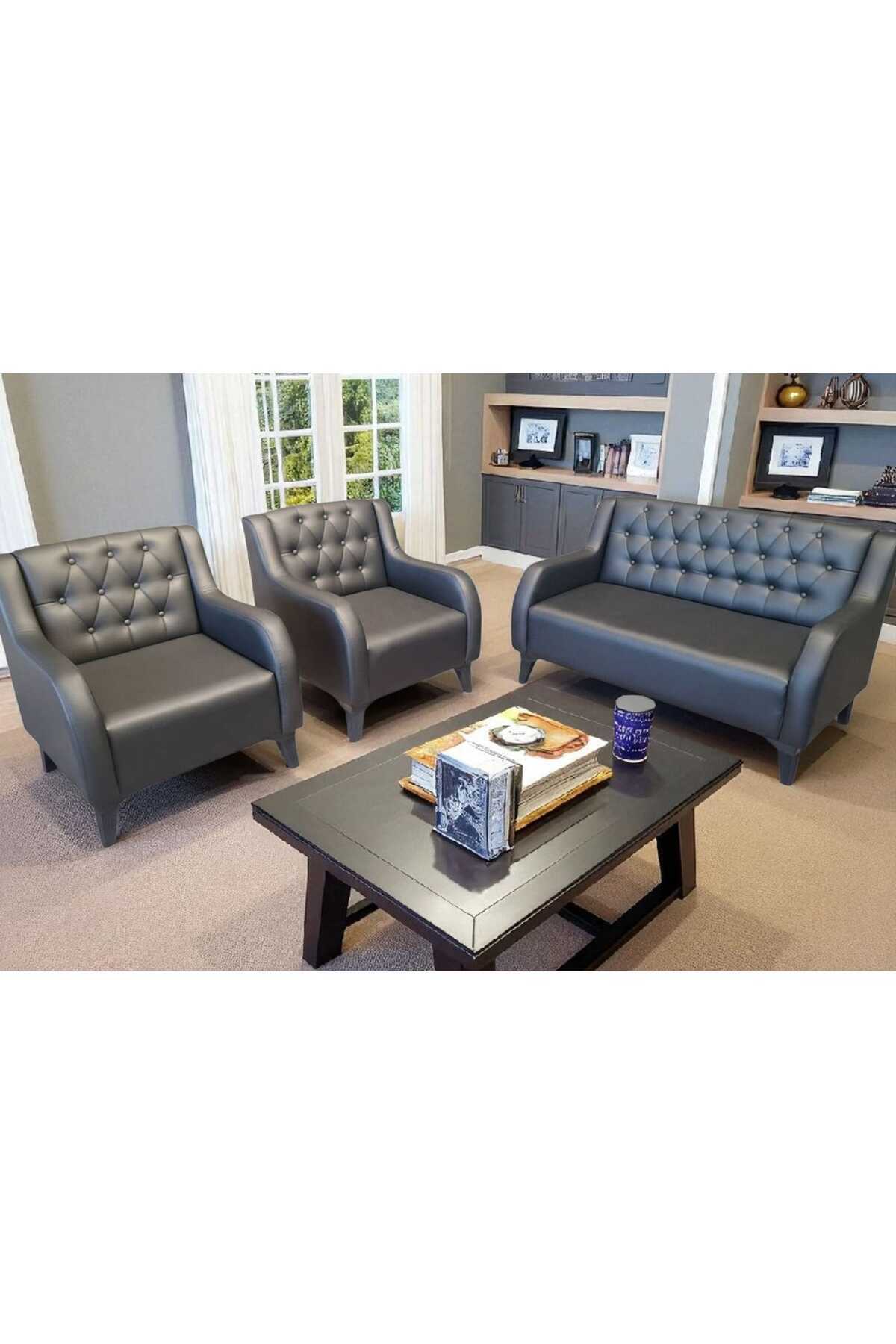 ARYANS HOME Aryans Siyah Deri Chester Ofis Koltuk Takımı Ofis Koltuğu Büro Koltuk Ve Kanepeleri ...