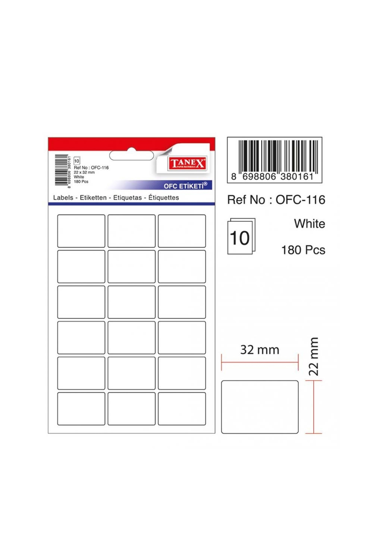 Tanex Ofc-116 Ofis Etiketi Poşetli 22X32 Mm Beyaz (1 Paket) - Fiyatı ...