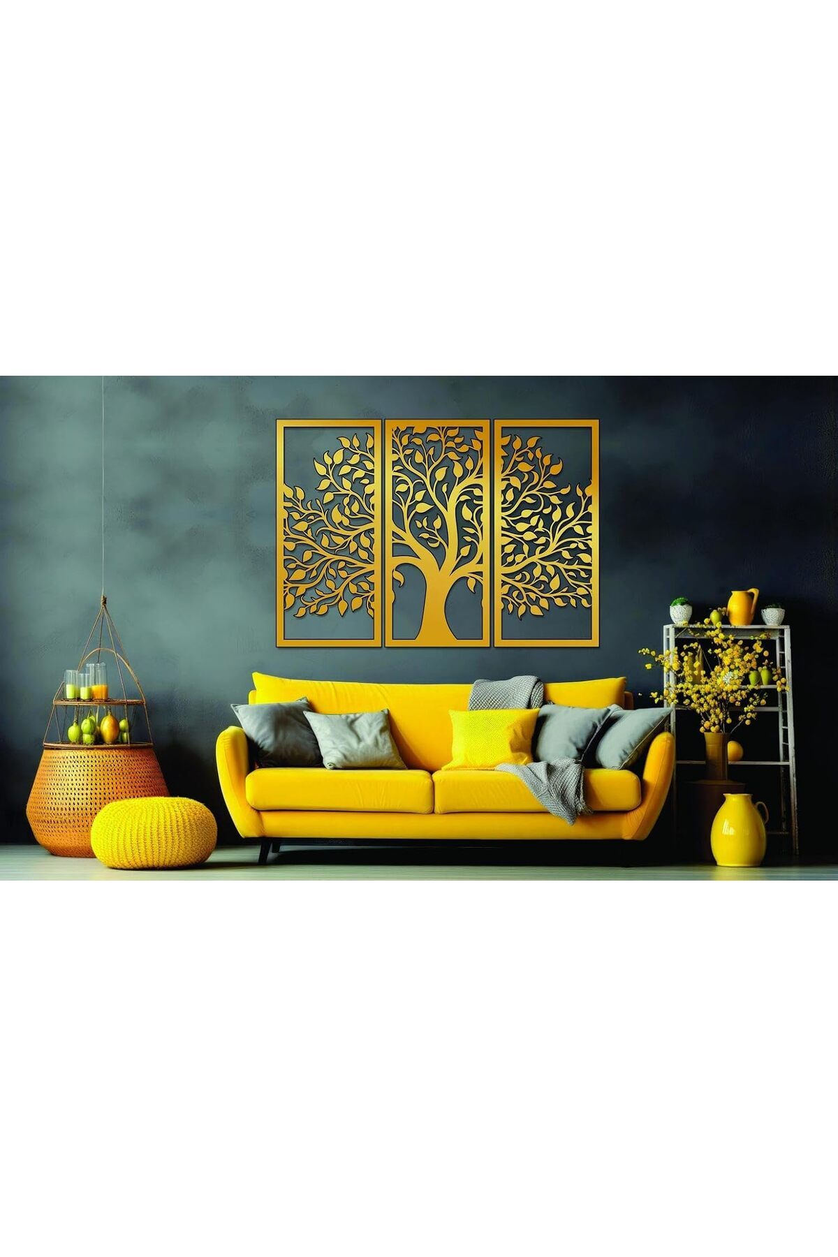 Slasa Acrylic Wall Art with Tree of Life Design in Gold Finish by (48 × ...