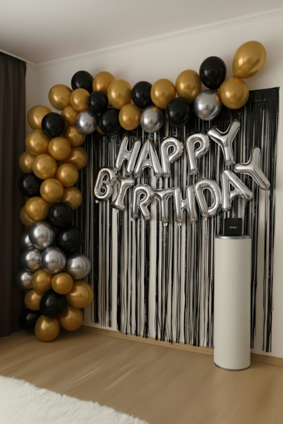 Baloncu Nene Happy Birthday Folyo Set Siyah Gold Gümüş Balon Parti ...
