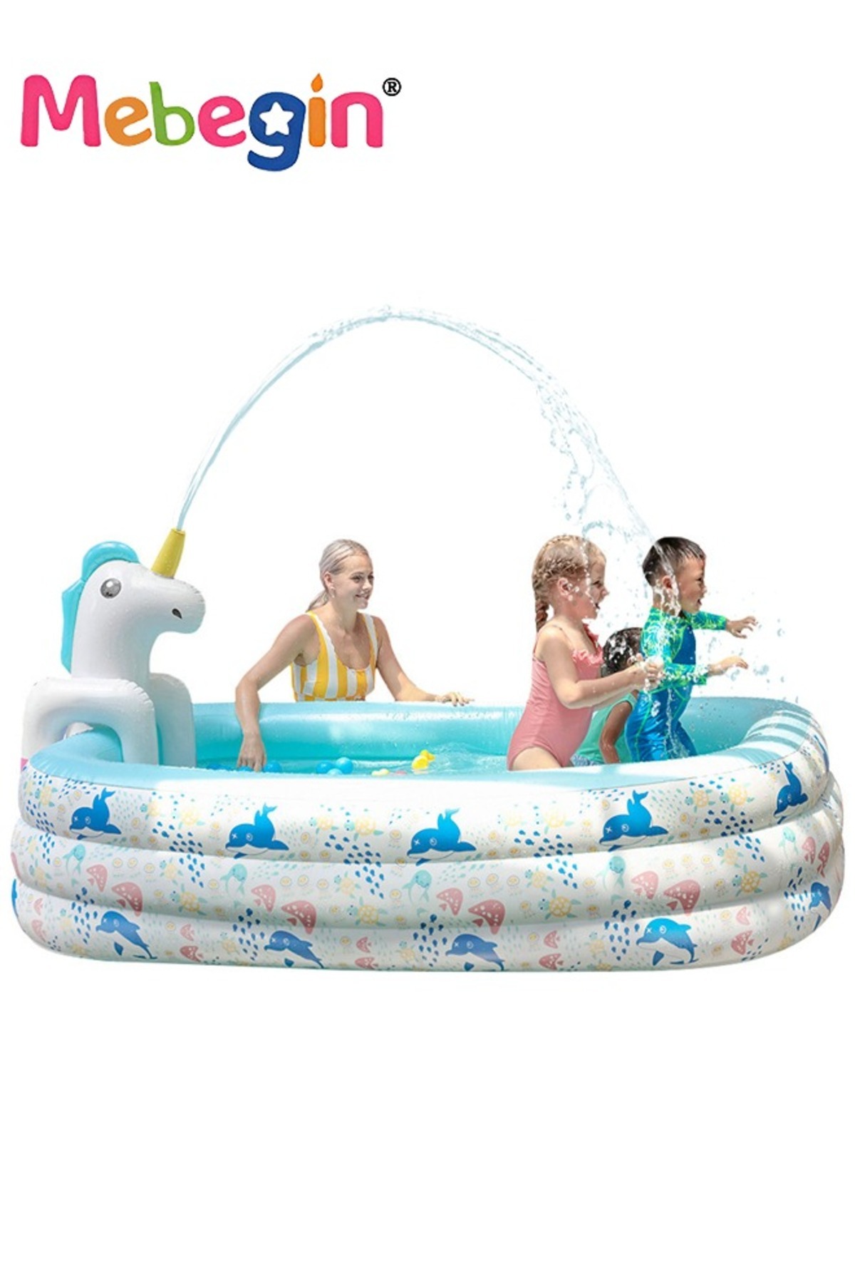 MEBEGIN Horse Sprinkler Paddling Pool, Ideal Interactive Splash Pool ...