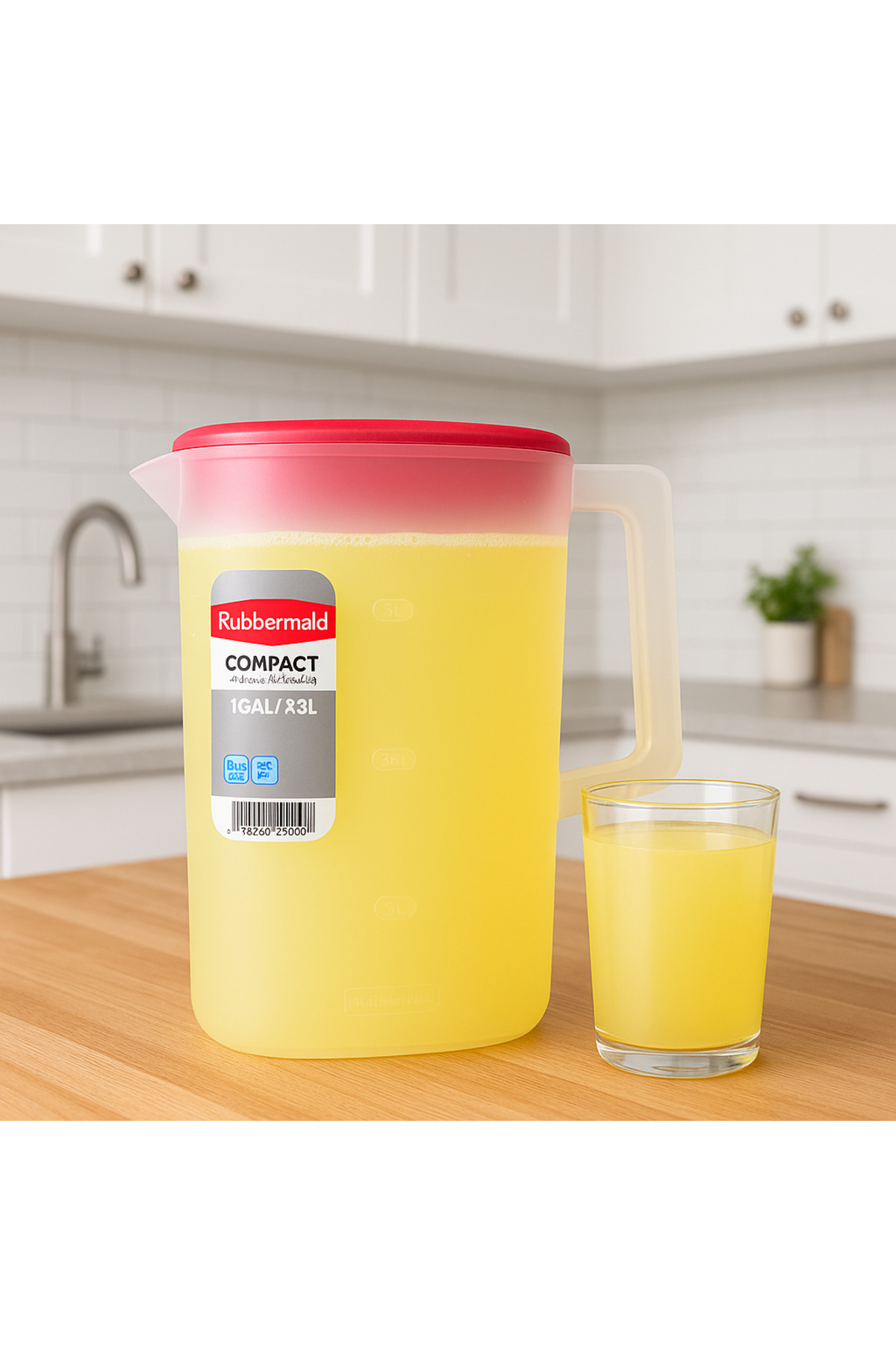 RUBBERMAID Compact 3.8 L Sürahi – Kırmızı Kapaklı, BPA’sız Plastik ...