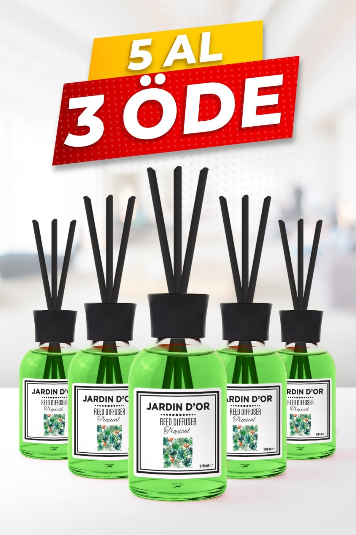 JARDIN D'OR 5 AL 3 ÖDE TROPICAL REED DIFFUSER 110 ML / Tropikal Çubuklu ...