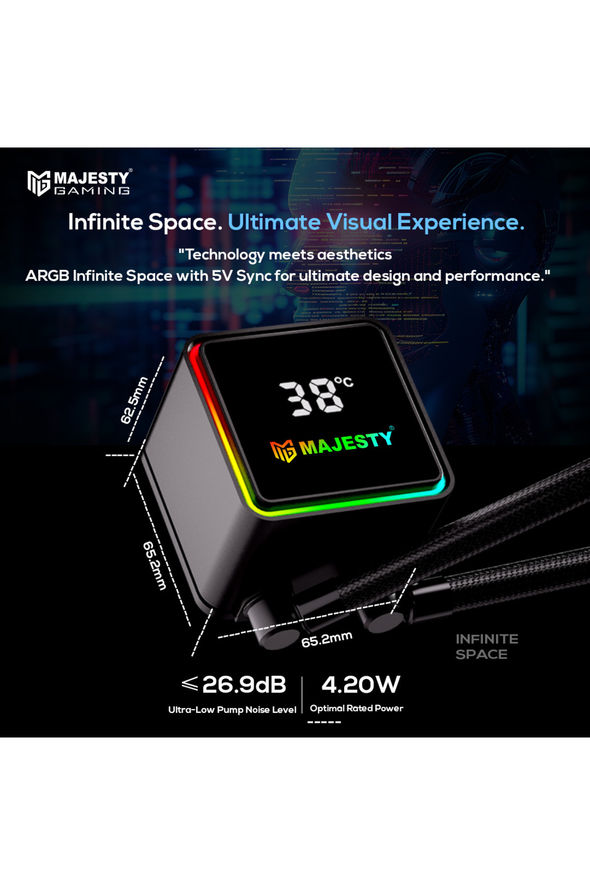 majesty 360 ARGB Water Cooler - Digital Temperature Display, Three ...