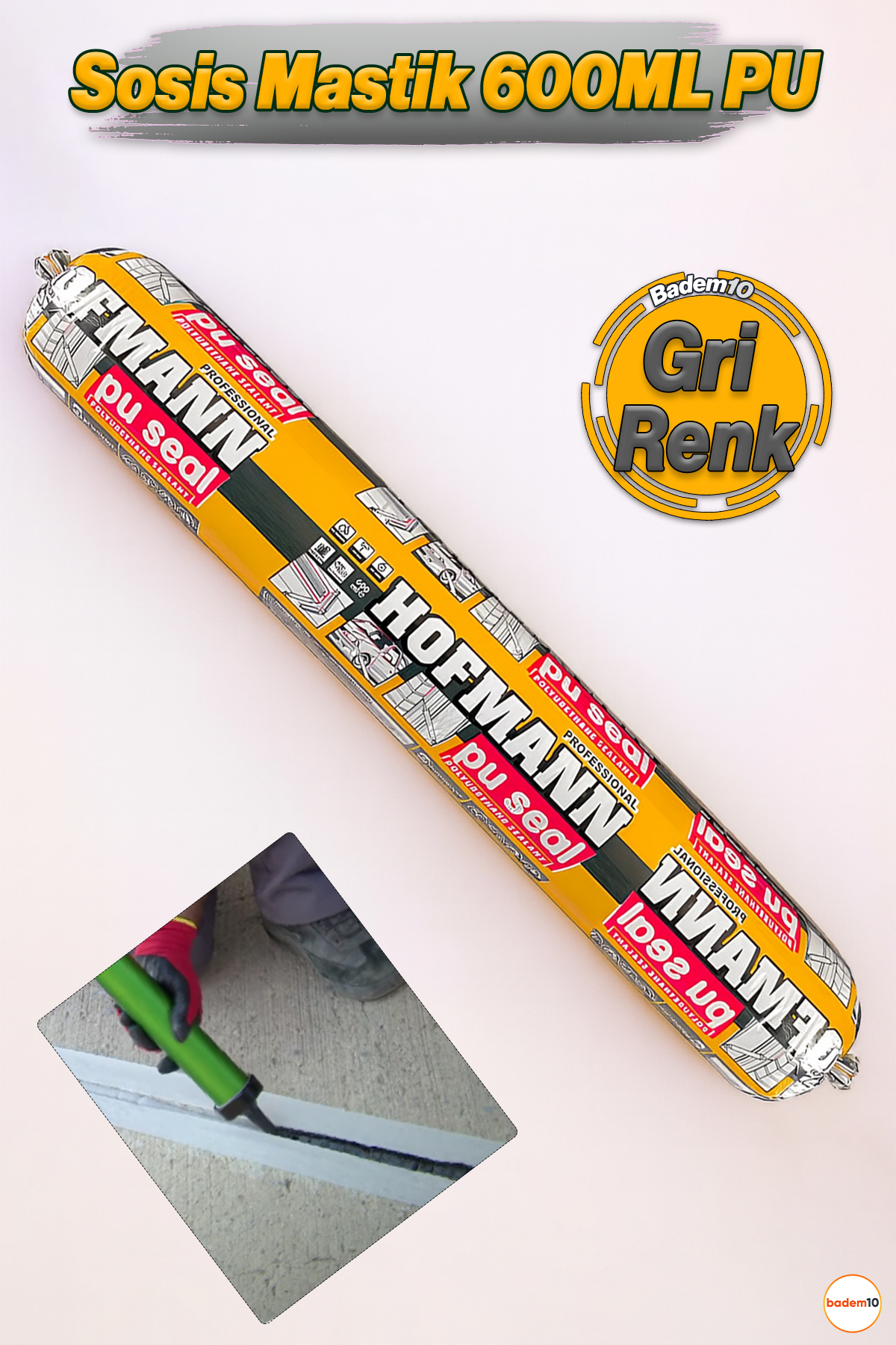 Badem10 600 ml Sosis PU Silikon Mastik Gri Poliüretan Yapıştırıcı ...