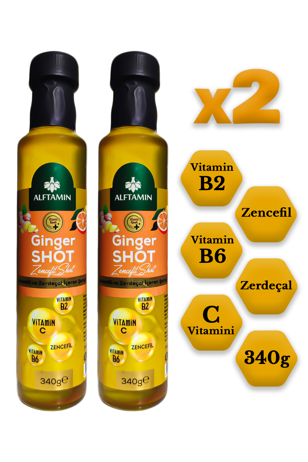 ALFTAMİN Ginger Shot - Vitamin B2, Vitamin B6, C Vitamini, Zencefil ve ...