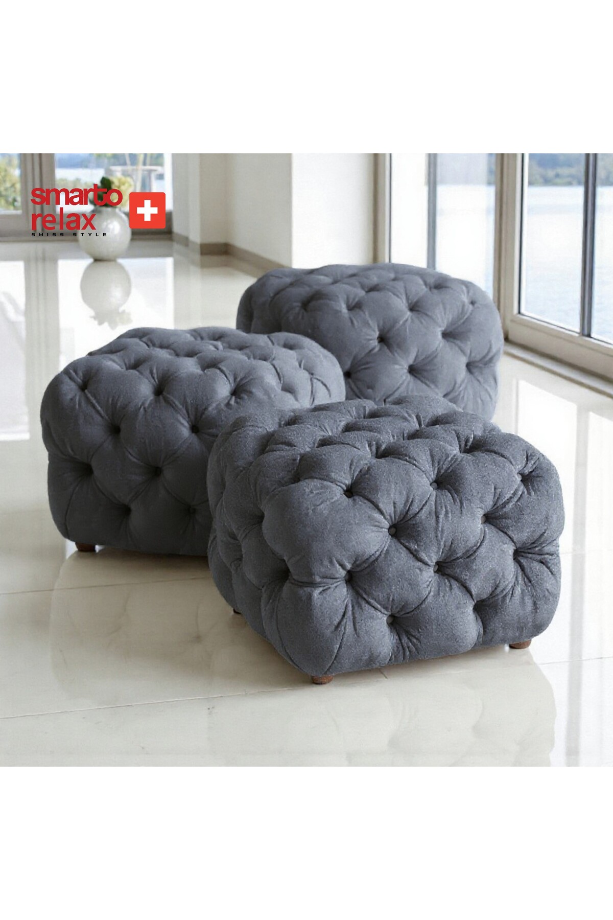 Smarto relax Puf Zinal Ayaksız Kapitoneli Kare 45x45 cm baby face ...