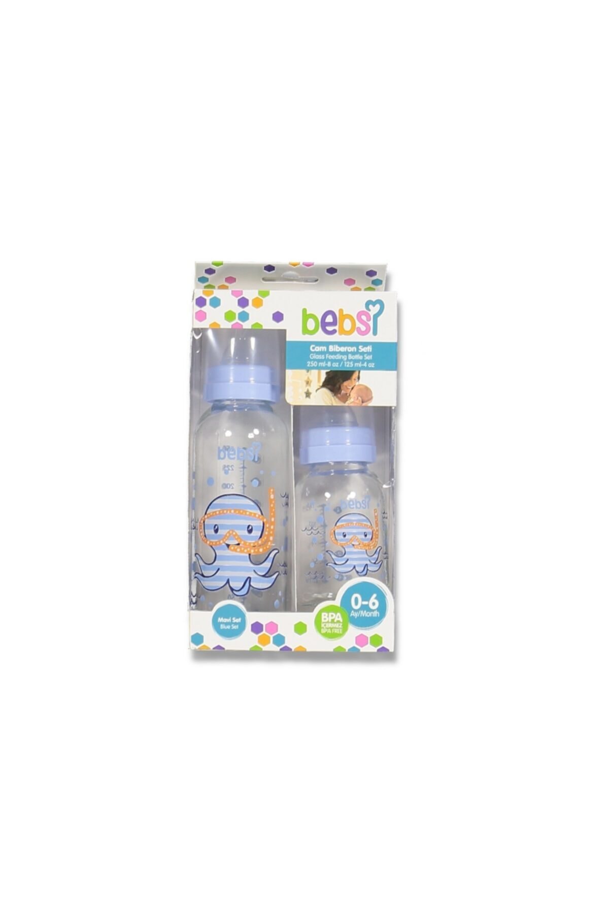 Bebsi Erkek Bebek 2'li Cam Biberon Seti Mavi (250ml+150ml) - Fiyatı ...