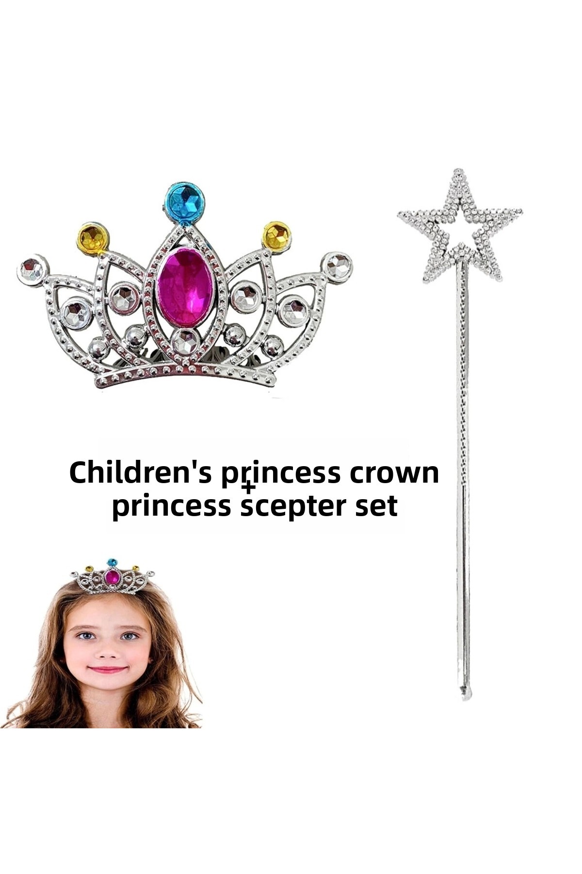 shopwave Scalloped Princess Crown and Princess Star Scepter Set for ...