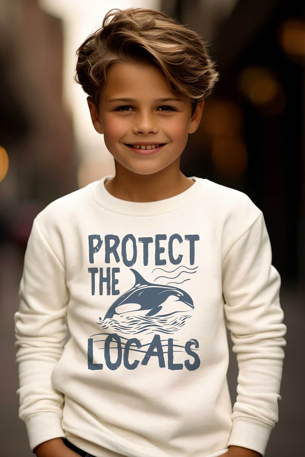 Alfa Tshirt Orca Blue Baskılı 3 İplik Ekru Sweat (Çocuk -Yetişkin ...