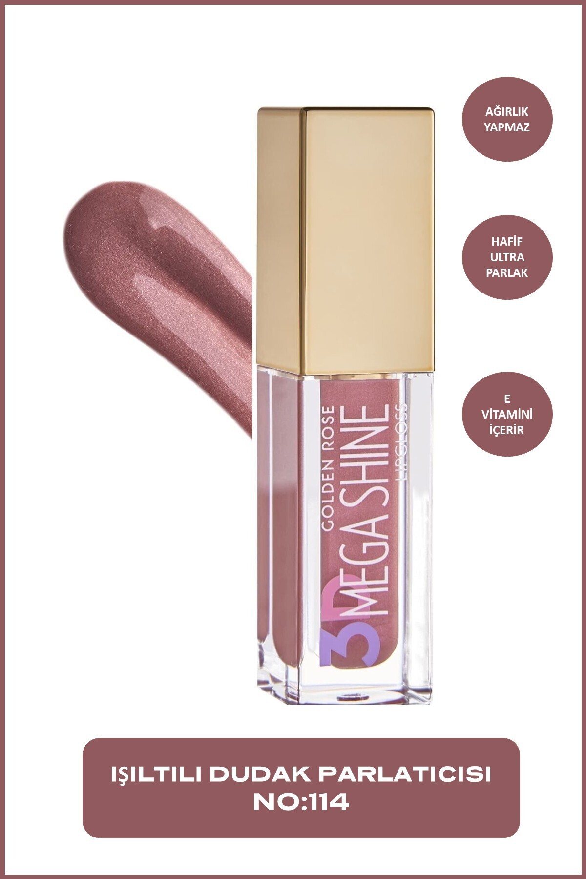 Golden Rose 3D Mega Shine Lipgloss 114 Shimmer Dudak Parlatıcısı 5,2 ml ...