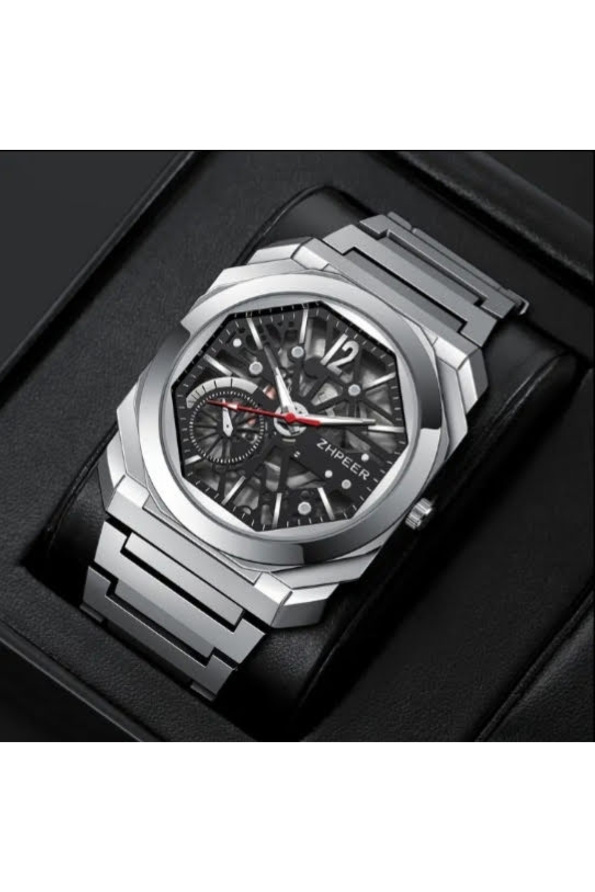 stainless steel Saat erkek ZHPEER lüks klasik tasarım gümüş kaplama ...