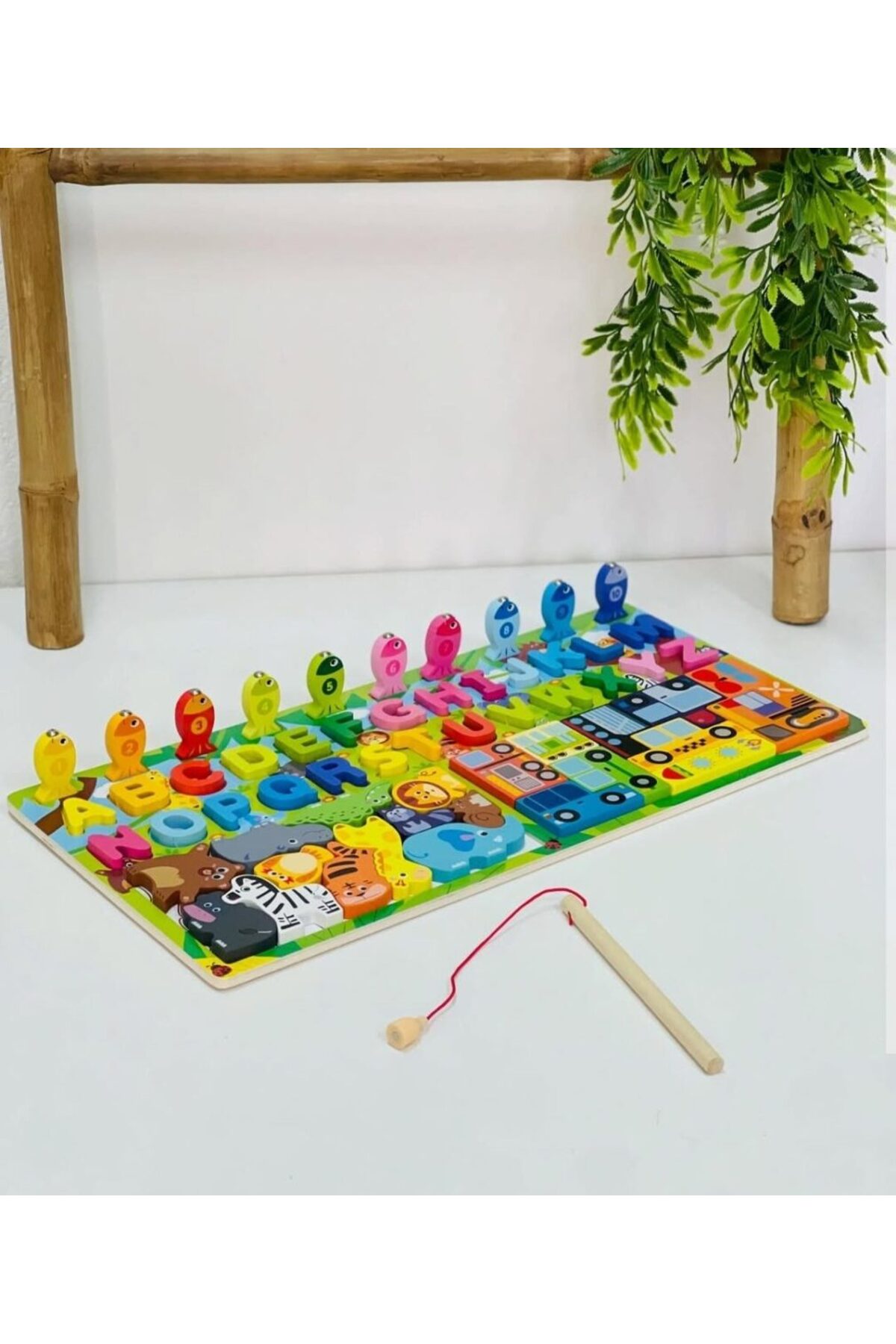 OEMN Logarithmic Game 4-in-1 Wooden with Alphabet Tetris Animals ...