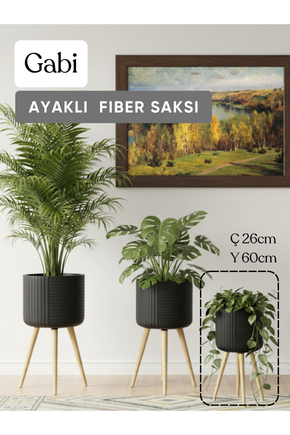 Ter Steege Gabi Ayaklı Siyah Fiber Saksı 26*60cm - Fiyatı, Yorumları