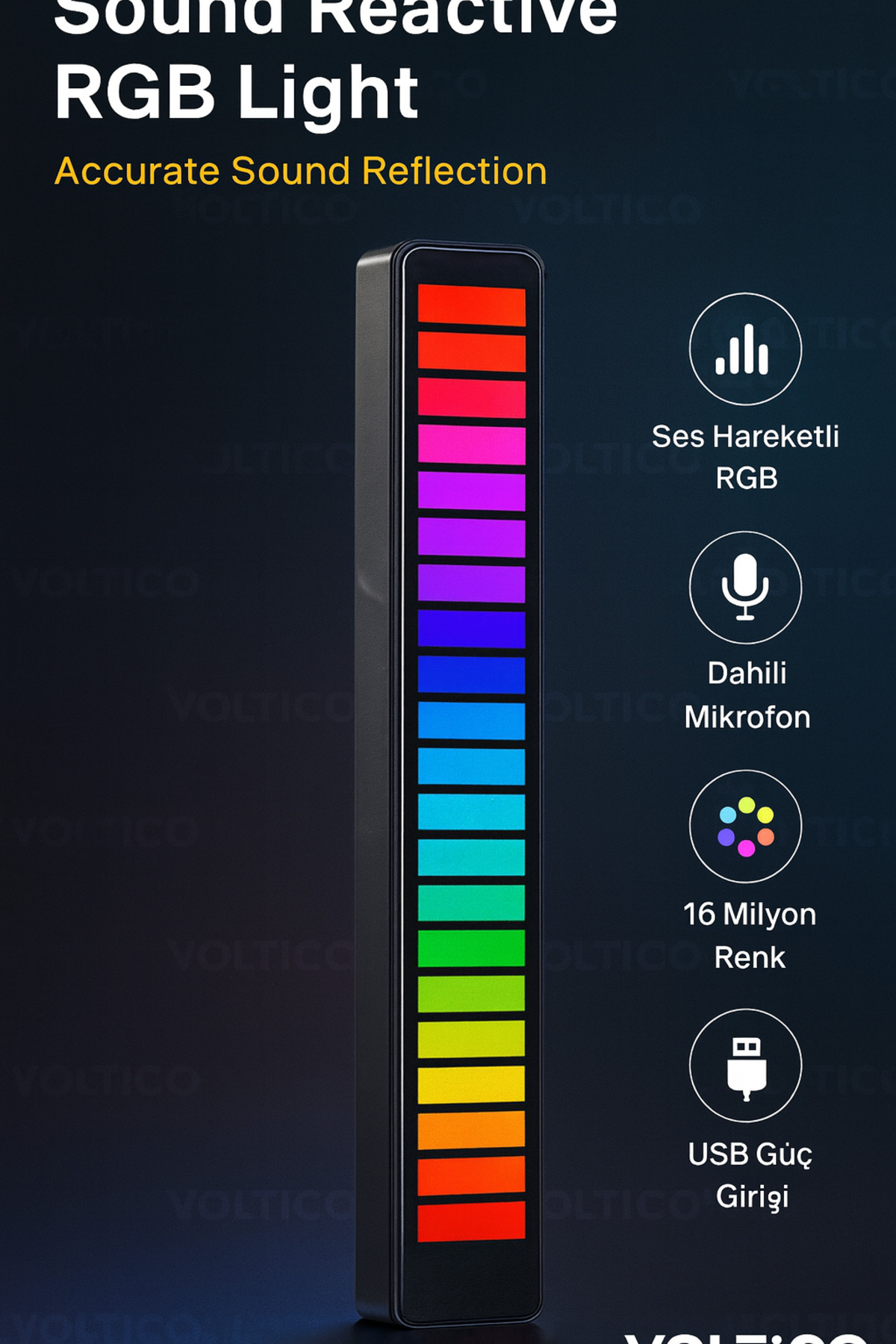 Voltico Music Levels Light – Sese Duyarlı RGB Işık Çubuğu - Fiyatı ...