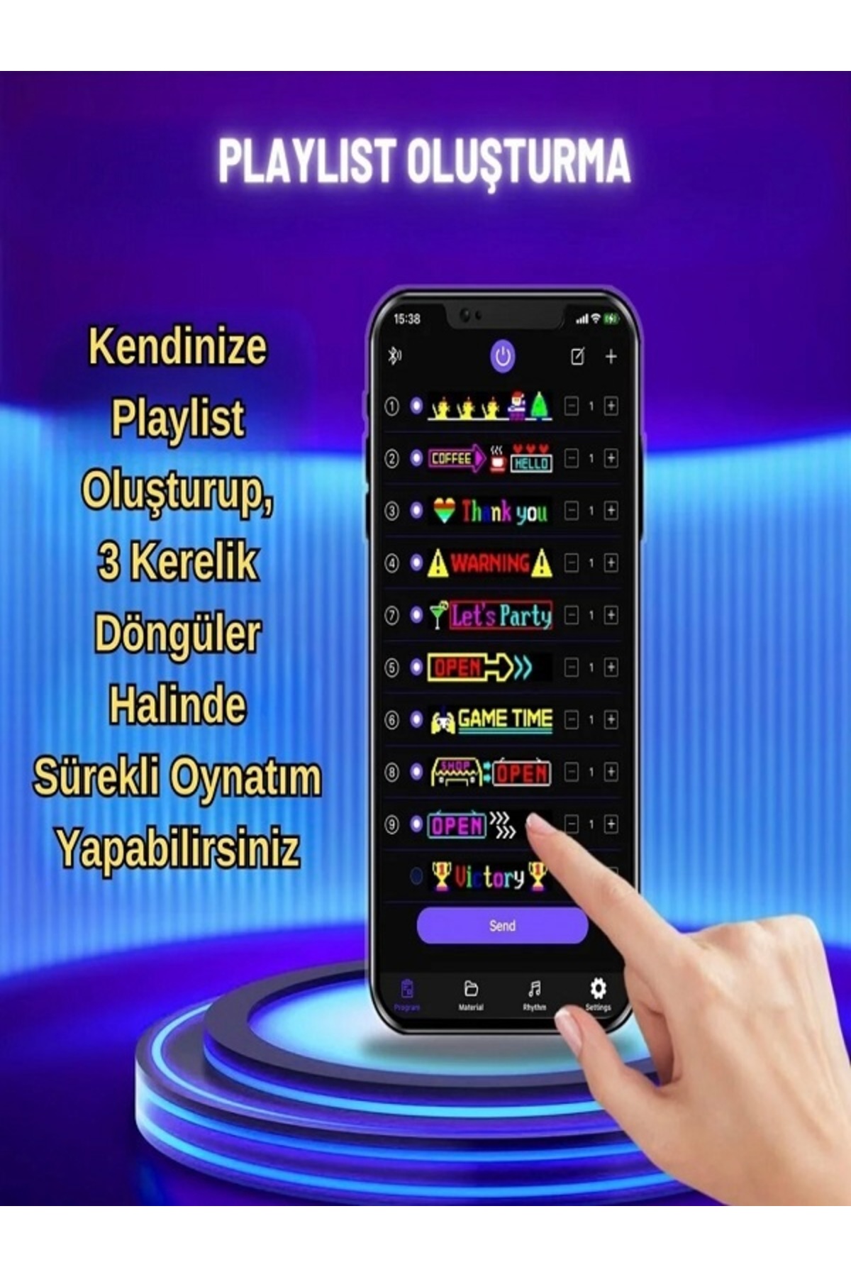 MİRCAR Rgb Led Matrix Panel Dijital Ekran 17X7 CM App Kontrollü ...