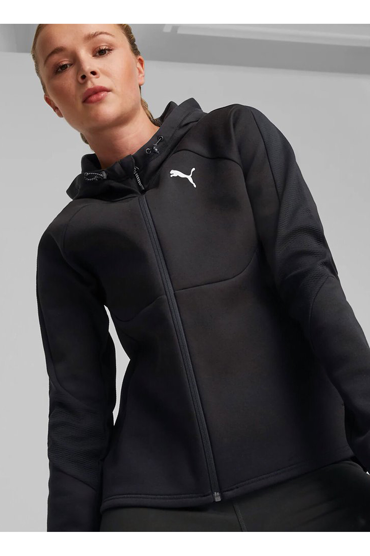 Puma 67308501 EVOSTRIPE Full-Zip Hood Siyah Kadın Bisiklet Yaka Regular ...