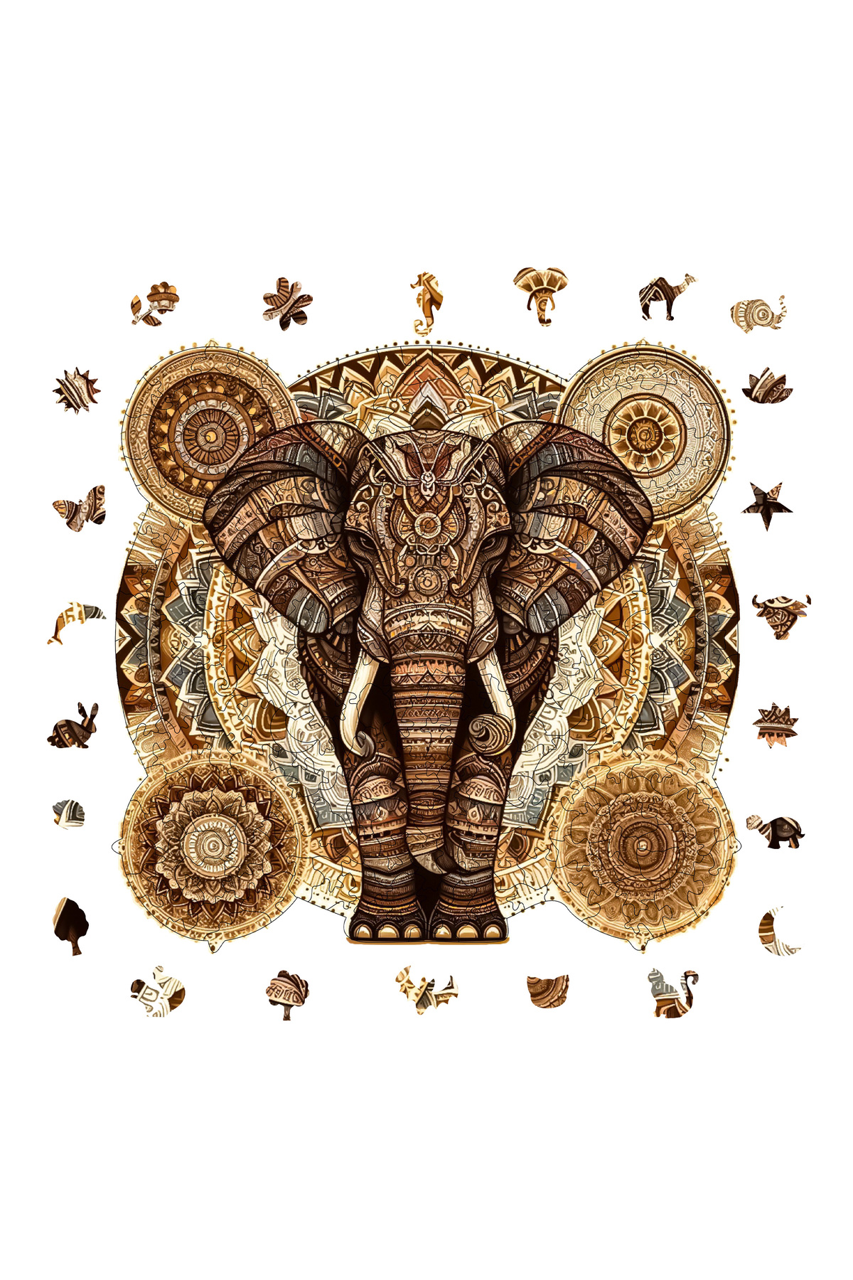 WePuzzleUp Ahşap Puzzle - Majestik Mandala Fil - 250 Parça, 29x28 cm ...