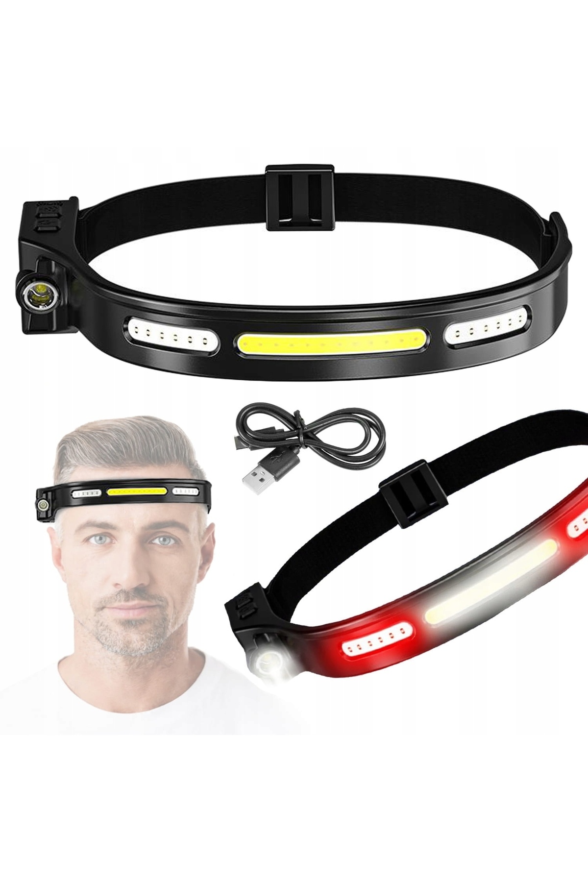 Other Rechargeable headlamp, head torch, powerful, compact reflector ...