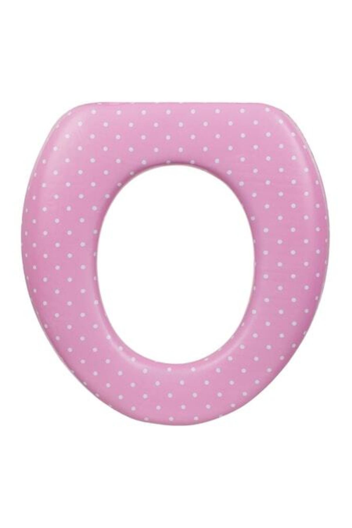SHOPIENS Reductor WC Copii Roz Buline Albe Moale 31x28cm Pentru Fete ...