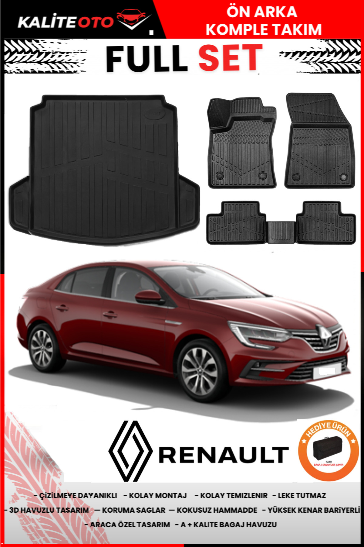 ko kaliteoto Renault Megane 4 Sedan 2025 Model Çift Kulaklı Bagaj ...