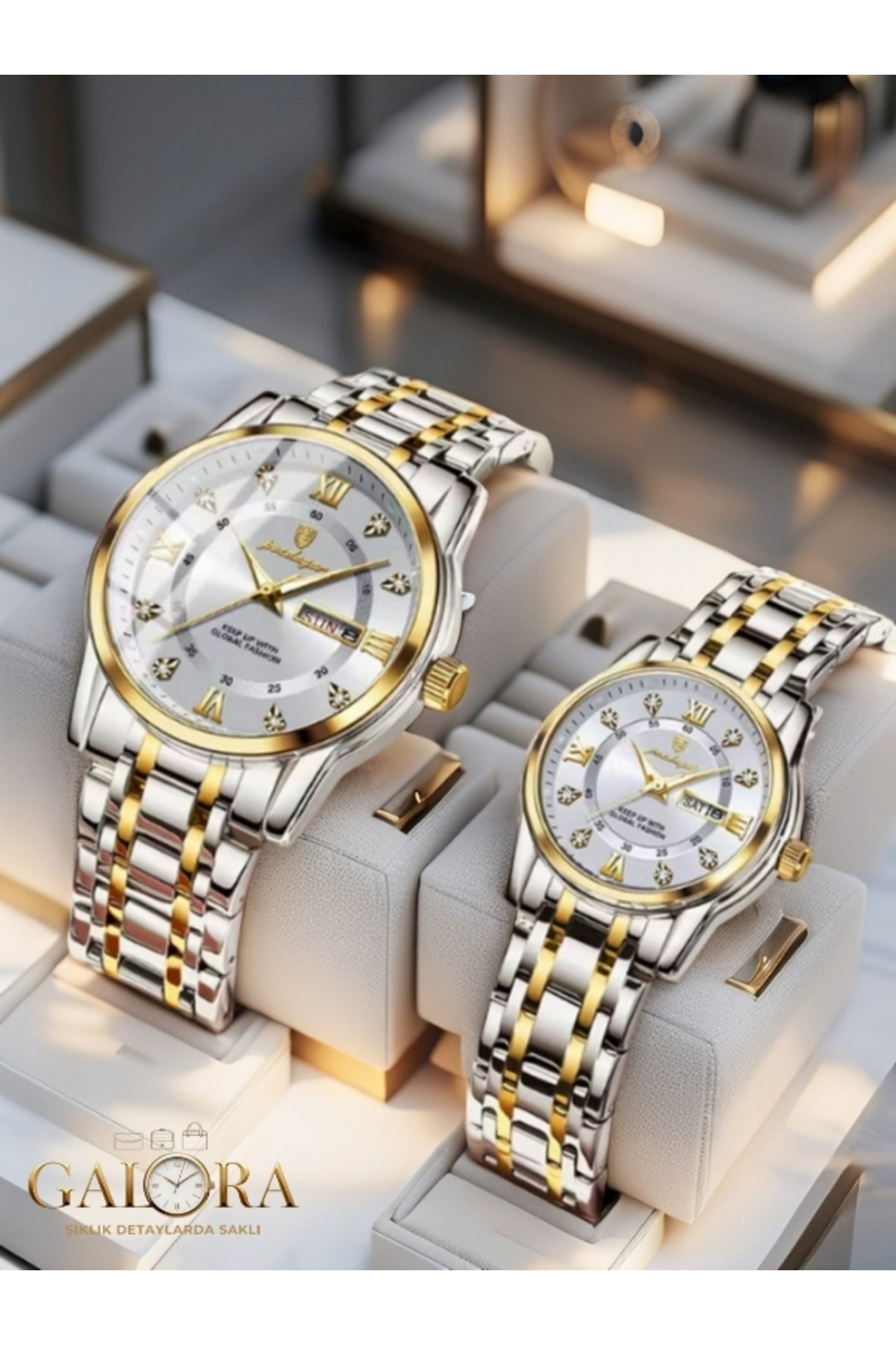 GALORA Trend Moda Premium Çift Saat Seti Su Geçirmez Gece Aydınlatmalı ...