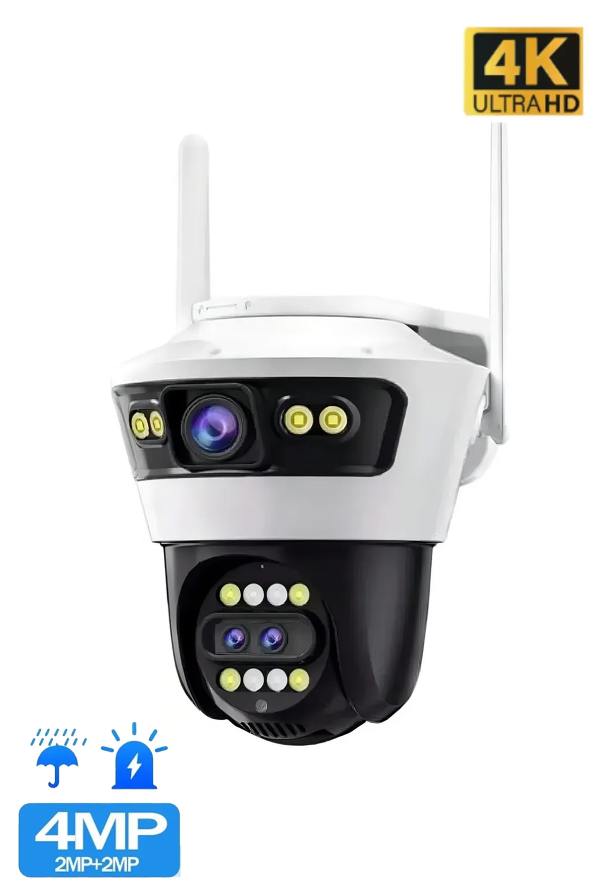 EXENAR 4MP Çift Lensli Akıllı IP Kamera 4K Ultra HD 2.4ghz IP66 Dış ...
