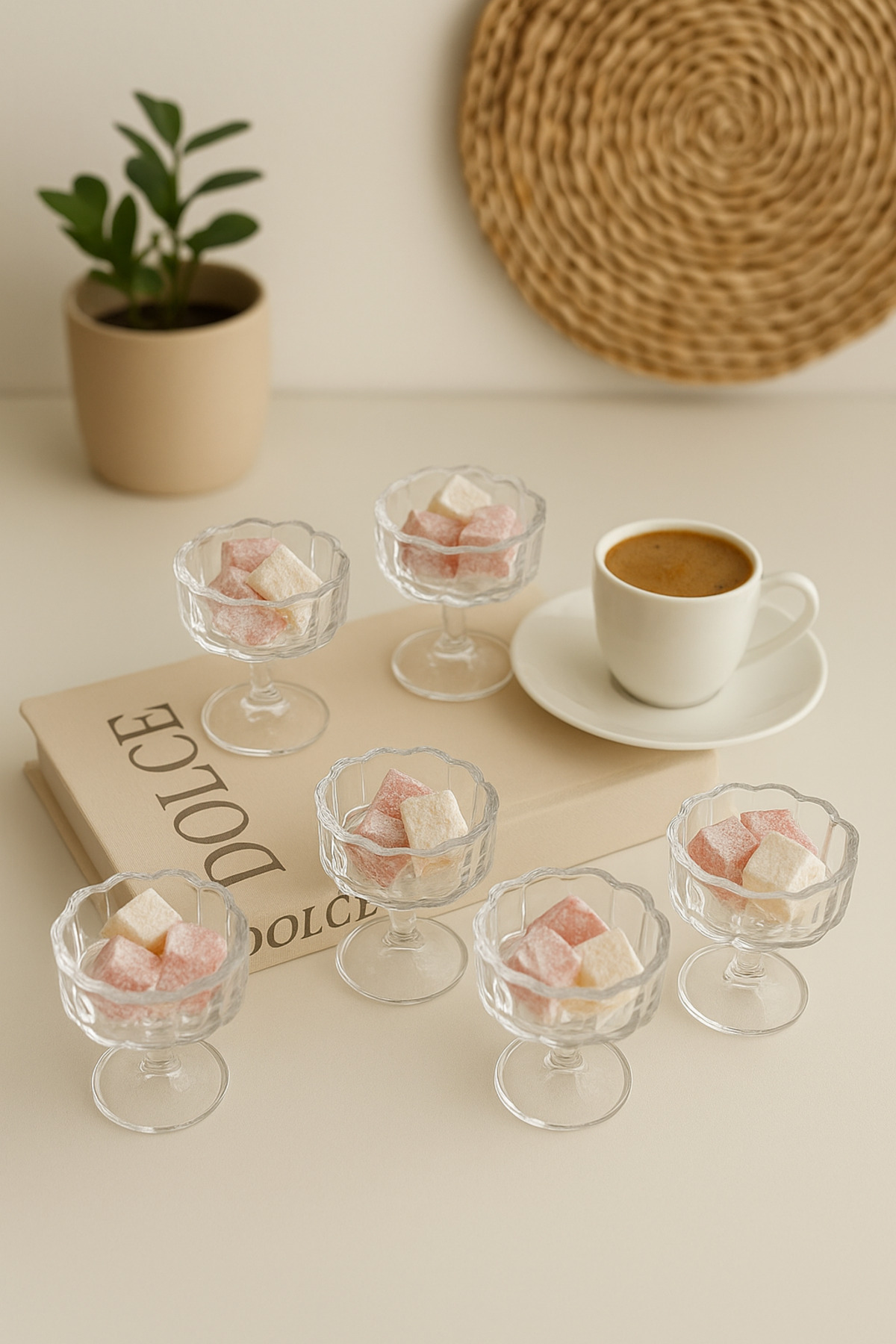 MİS KİTCHEN 6-Piece Coffee Side Glass Presentation Set Turkish Delight ...