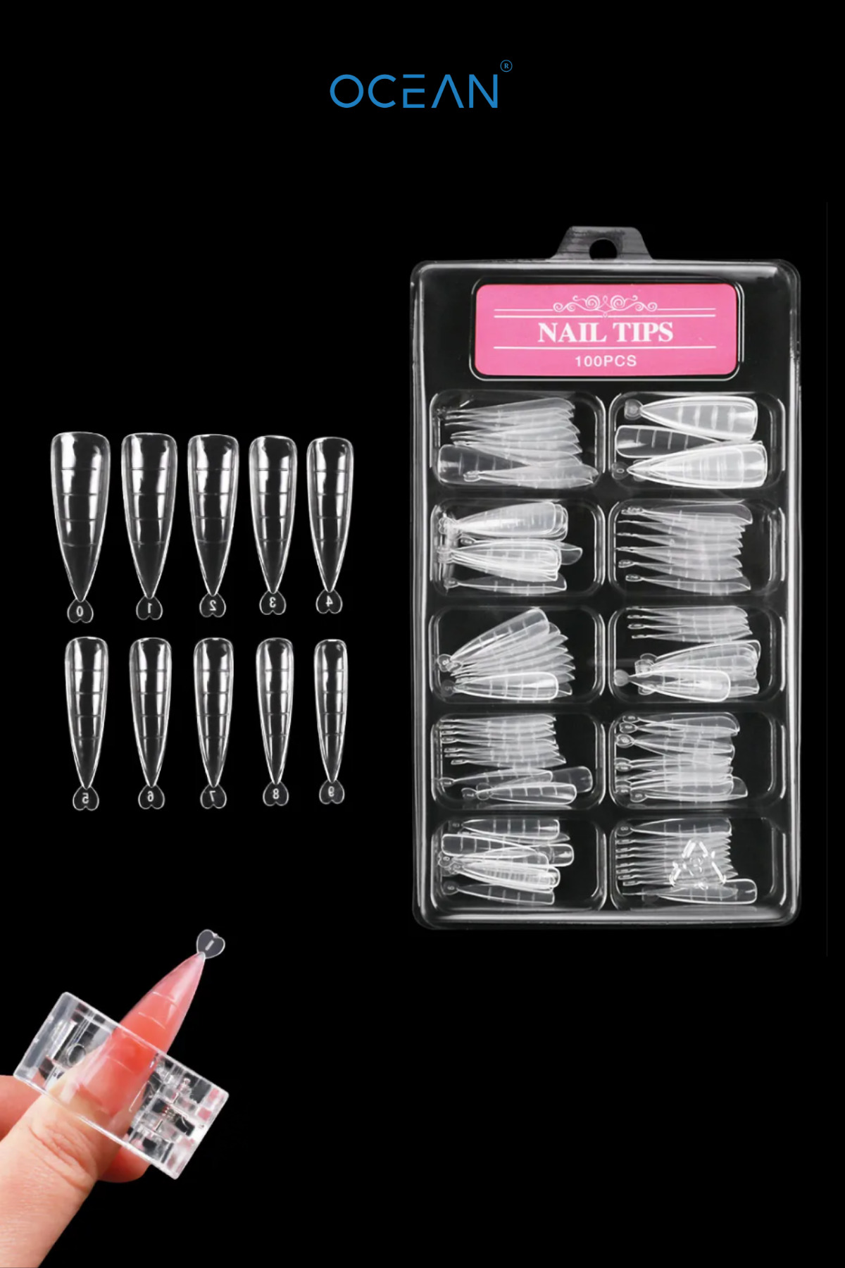 Ocean 100'lü Şeffaf Stiletto Dual Form Tips - Fiyatı, Yorumları
