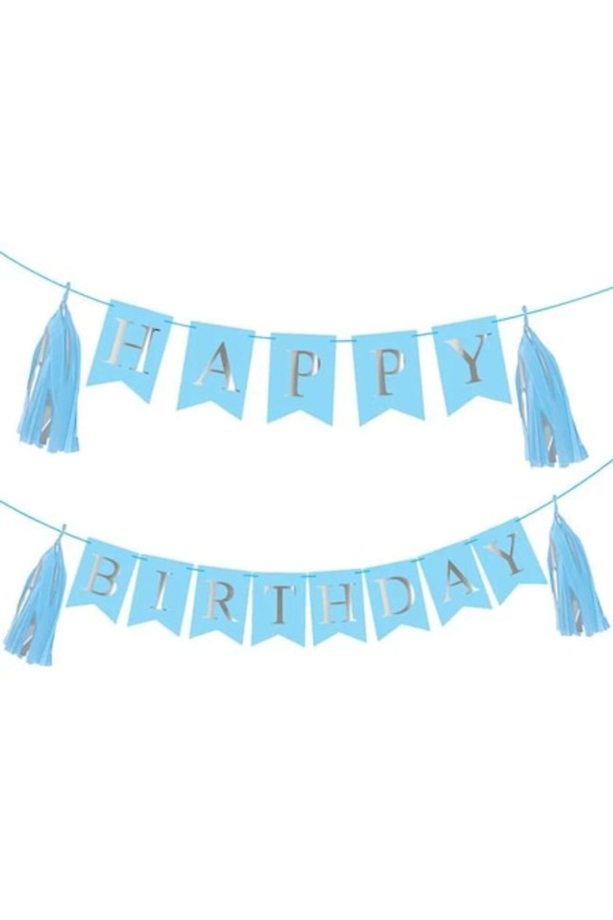 ANTBRO Antbro® paper birthday banner with blue flags, gold Happy ...