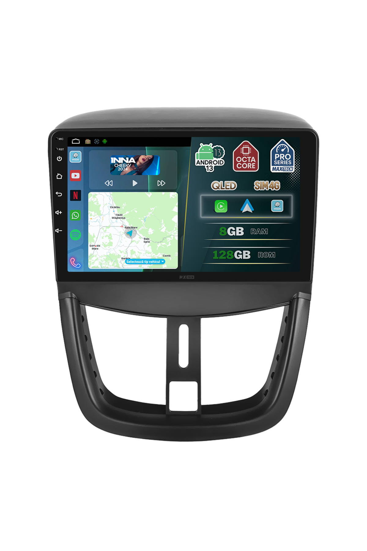 MaxTech Navigatie Peugeot 207 (2009-2013) dedicata, 8 GB Ram 128 GB Rom ...