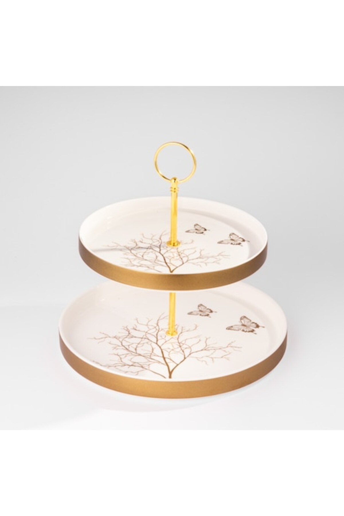 Malooki Candy bar tiered serving platter with 2 levels and golden metal ...