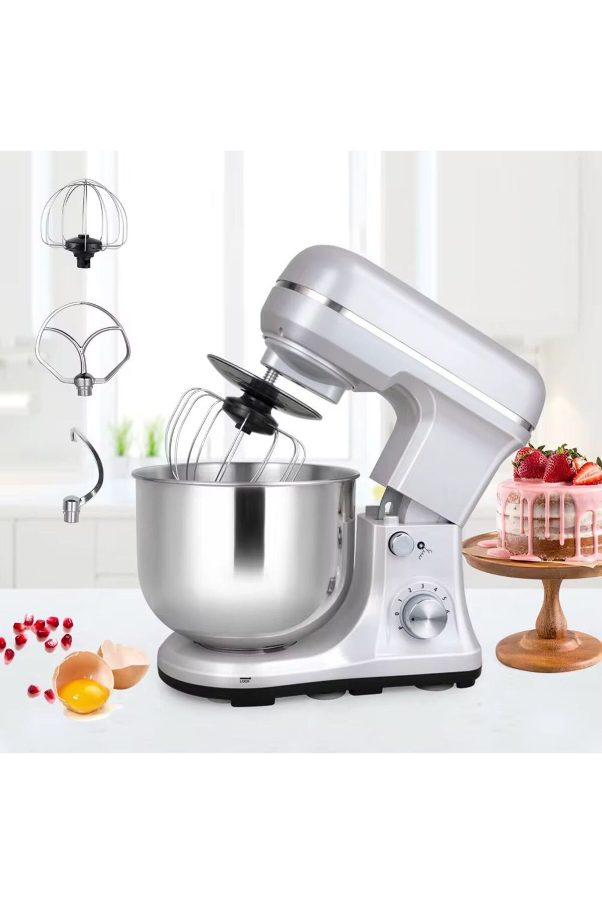 hoffmans Mixer cu Bol Profesional Eficient - 1200W, 8L, 6 Trepte ...