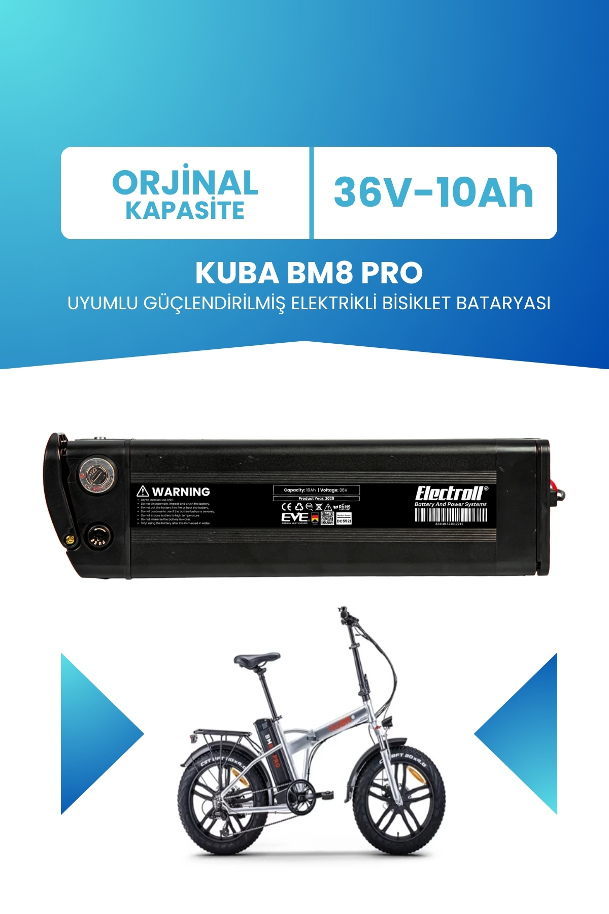 ELECTROLL Kuba Bm8 Pro Uyumlu 36V 10Ah Güçlendirilmiş Elektrikli ...