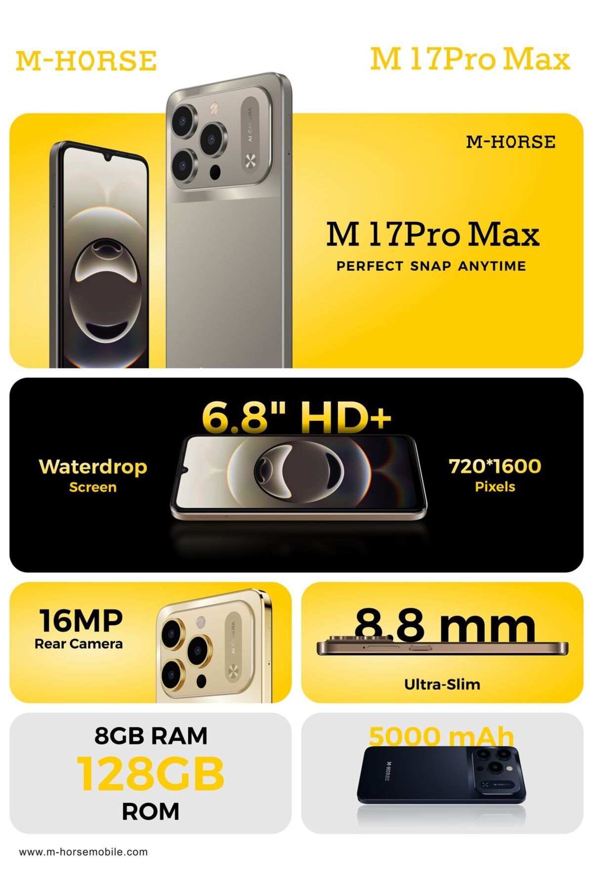 M HORSE M-Horse M17 Pro Max Smartphone with 128GB Storage and 8GB RAM ...