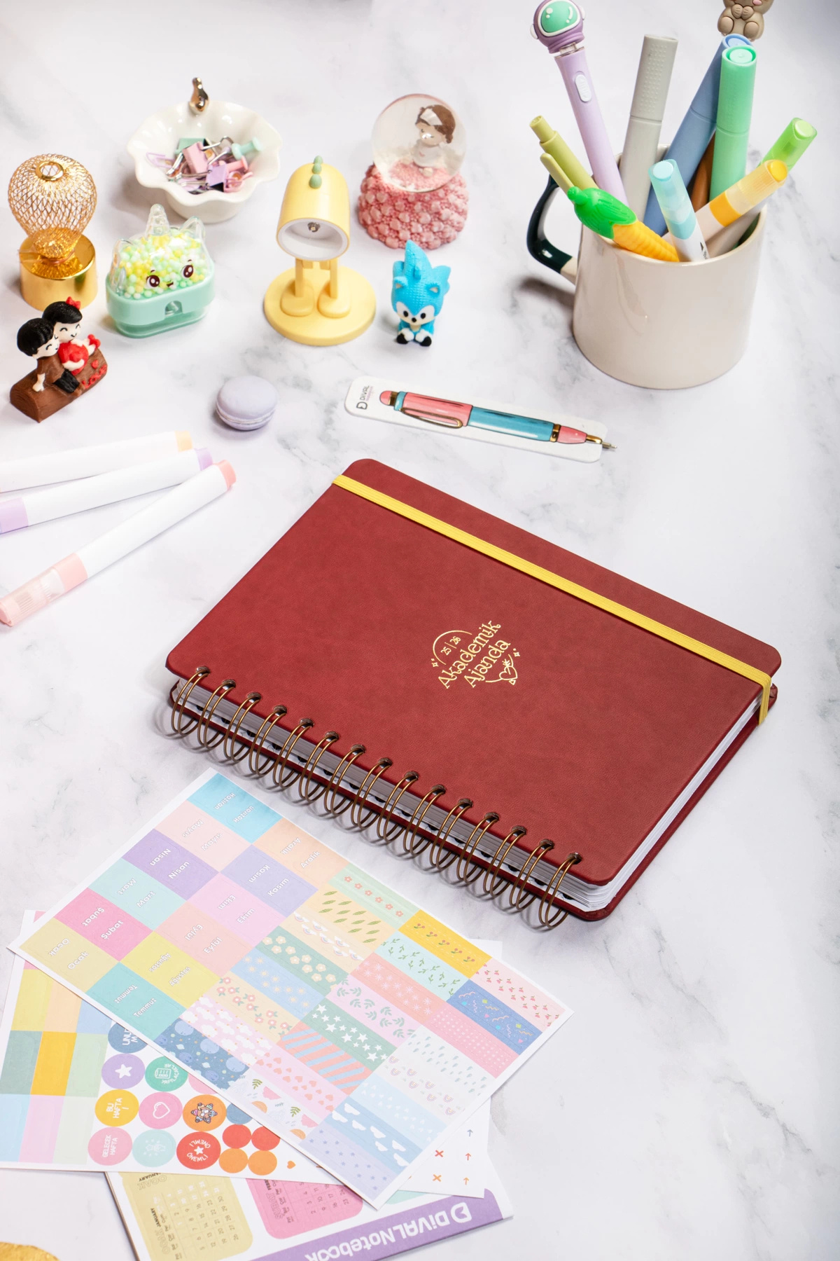 DİVAL 2025-2026 A5 Akademik Ajanda Spiralli Vegan Deri Kapak 16 Aylık ...