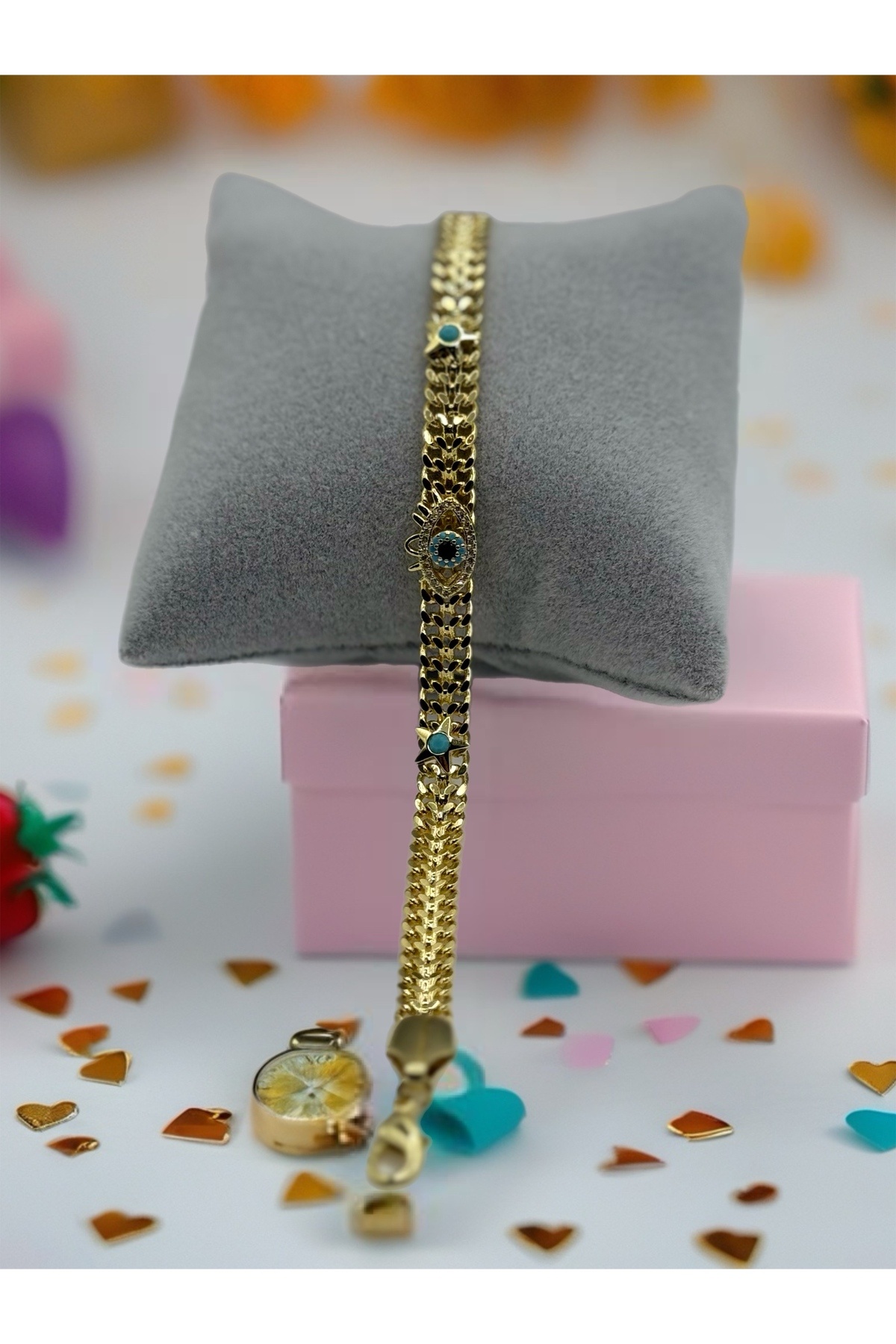 FASHION Kuyumcu model 14K Altın Kaplama Nazar Boncuklu Bileklik ...