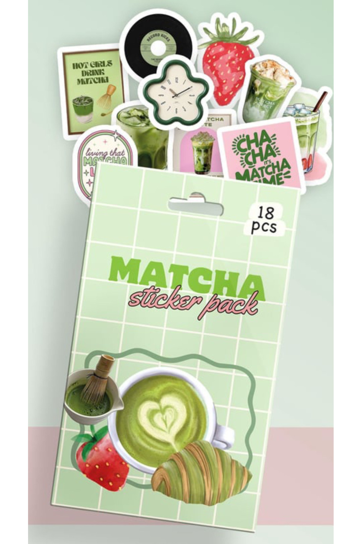 synshop Matcha Çilek 18 Adet Kutulu Sticker Etiket Çıkatma Seti ...