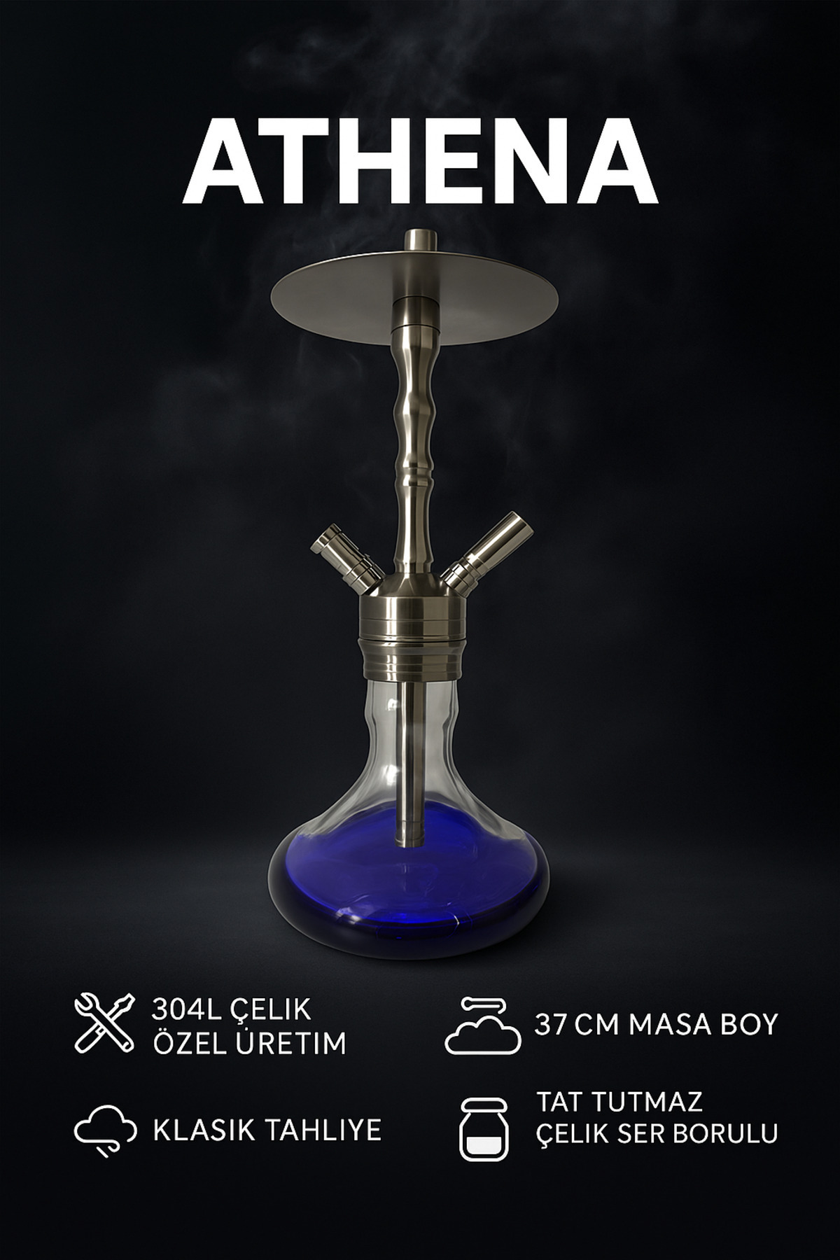 perfectmegastore ATHENA Masa Boy Çelik Nargile Takımı – 304L Çelik ...