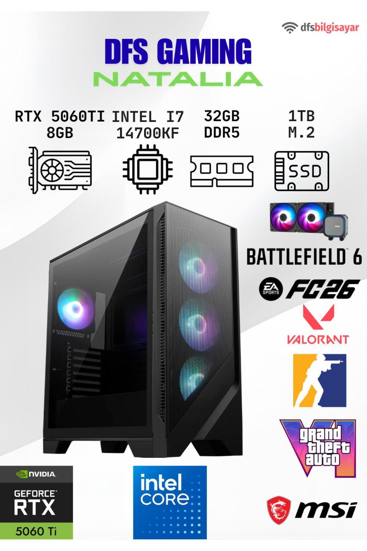 MSI DFS GAMING NATALIA INTEL İ7 14700KF-B760M WİFİ-RTX 5060 TI 8GB-32GB ...